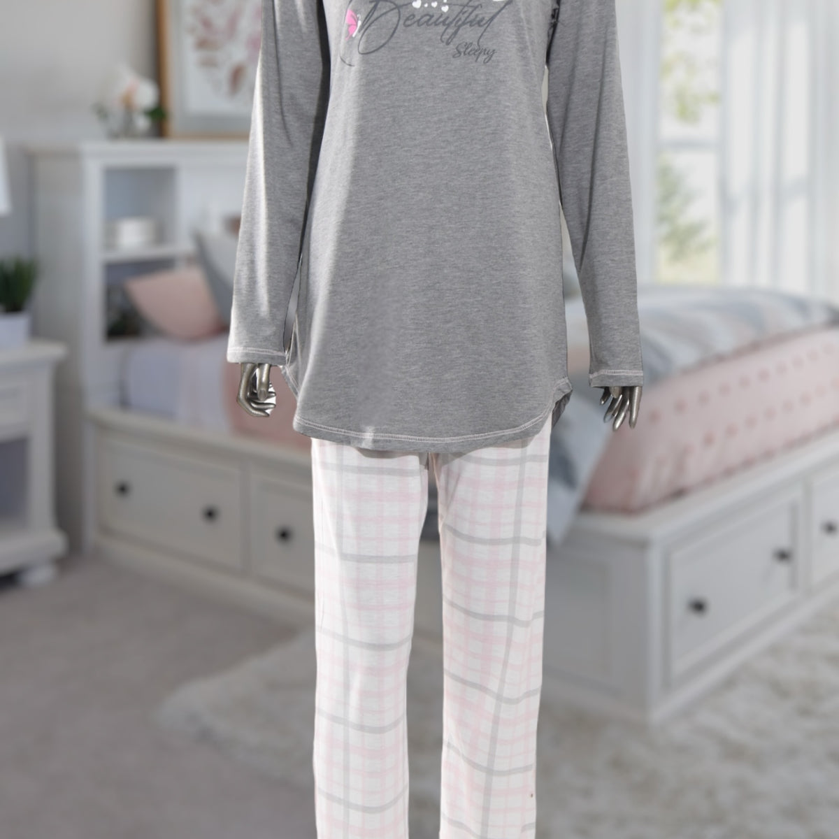 Ladies Grey Beautiful Print Pyjama – Forever Sleepy