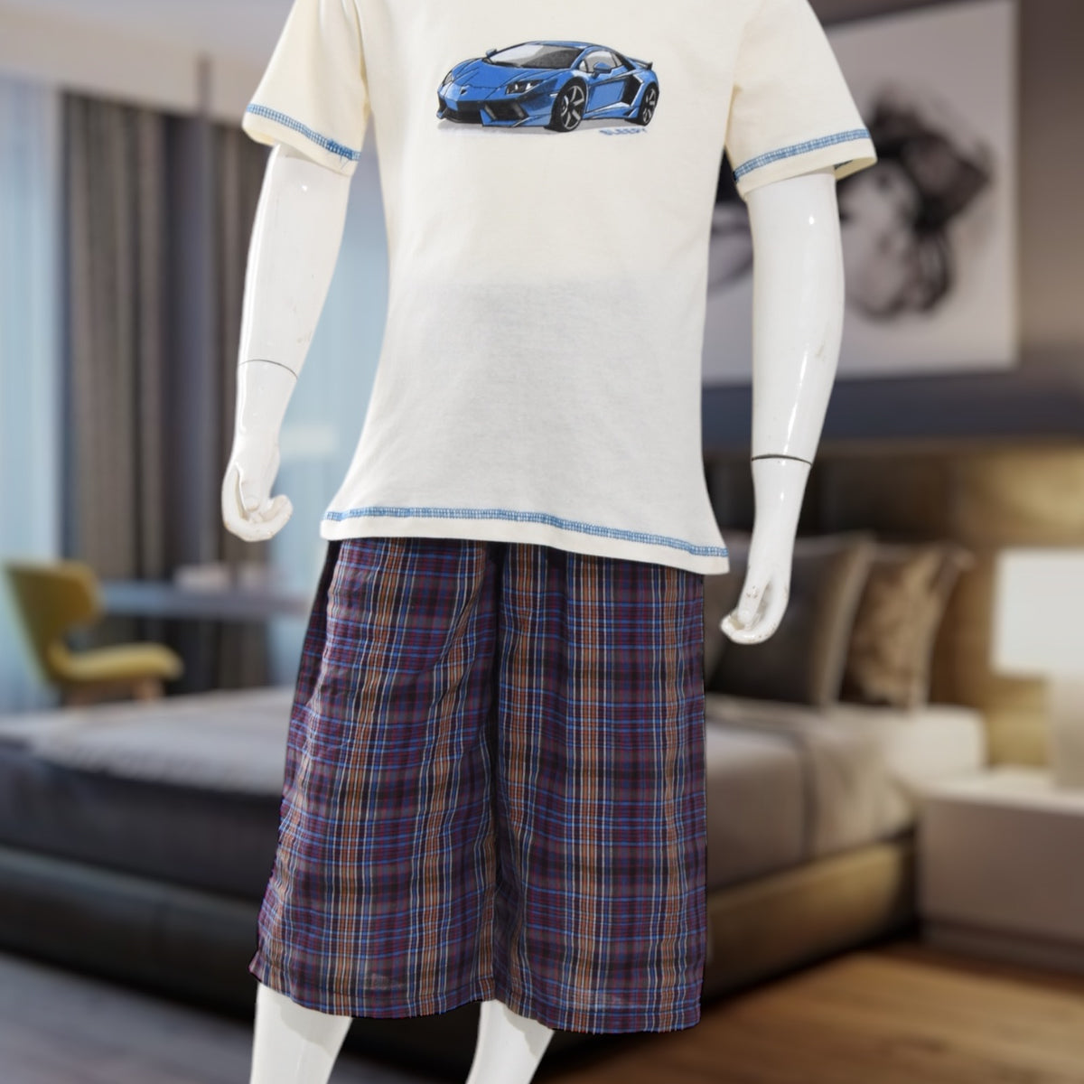 Boys Souk Cream Blue Car Print Pyjama – Forever Sleepy