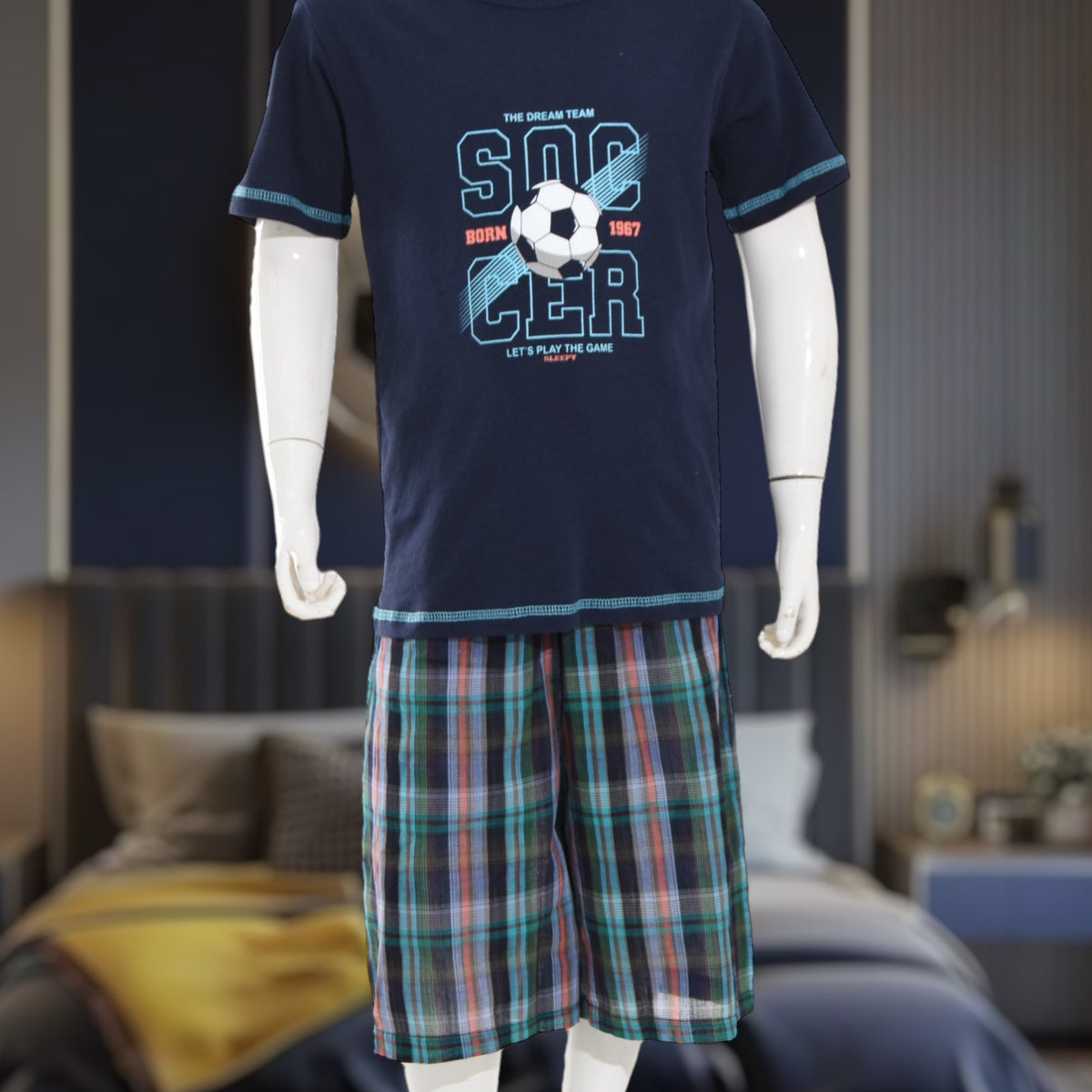 Boys Navy Soccer Print Pyjama – Forever Sleepy