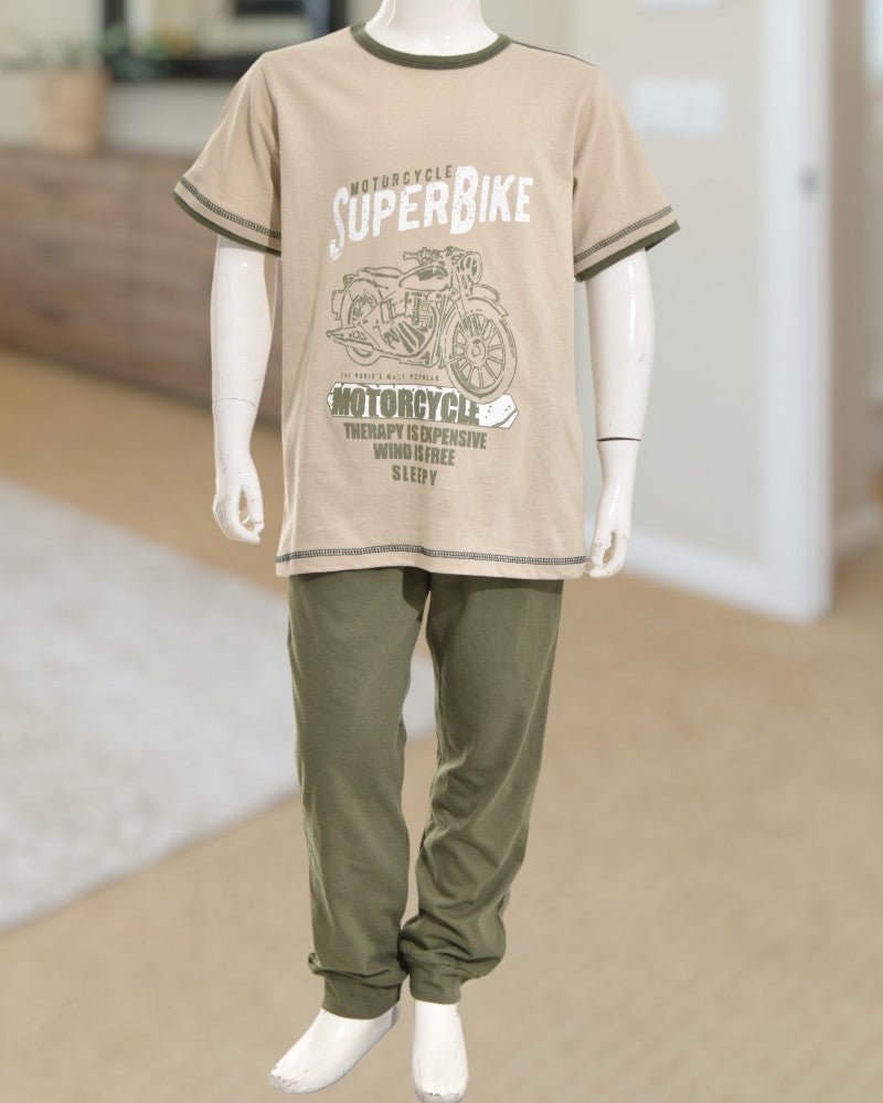 Boys Motorcycle Print Sand Pyjama – Forever Sleepy